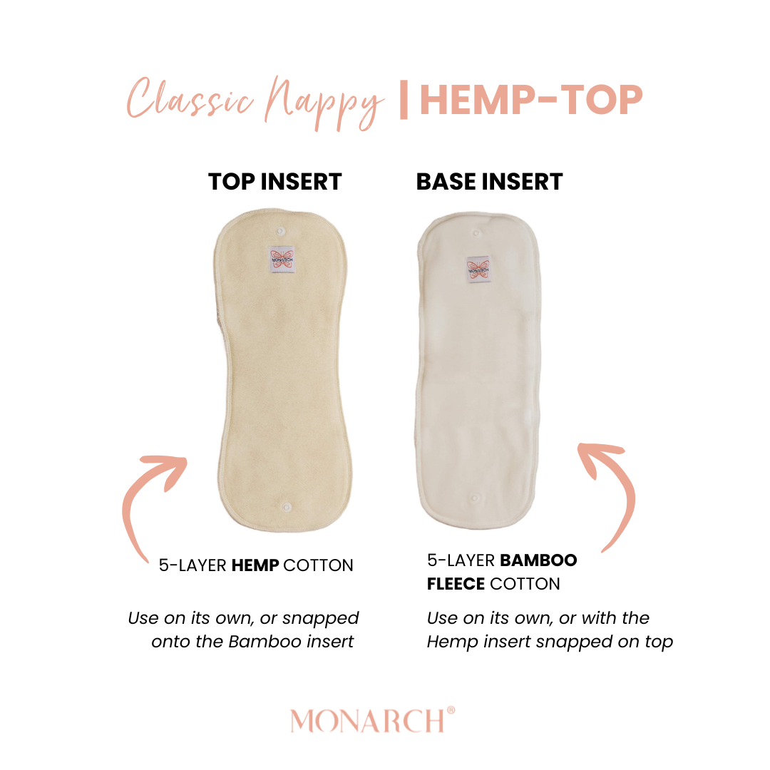 Classic Ai2 Reusable Pocket Nappy | Bamboo Hemp Insert Liners – Monarch ...
