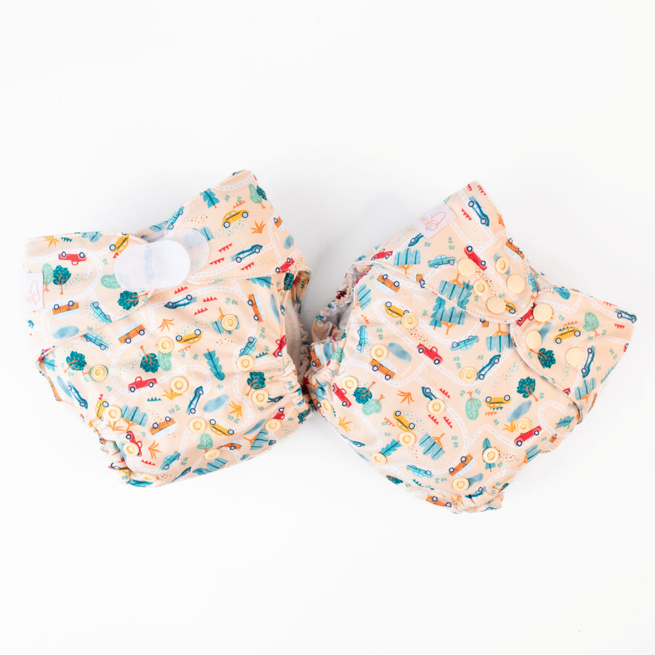 Ultimate Wipeable Cloth Nappy (Deluxe) | On The Road (Butter) – Monarch